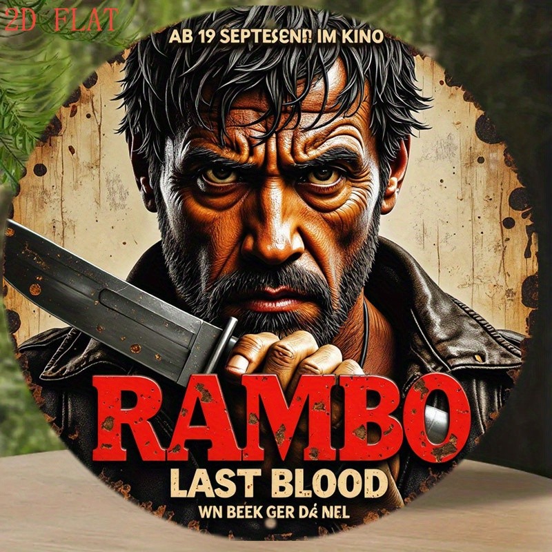 Rambo Last Blood Movie Poster Round Tin Metal Signs Home Décor Wall 8 ...