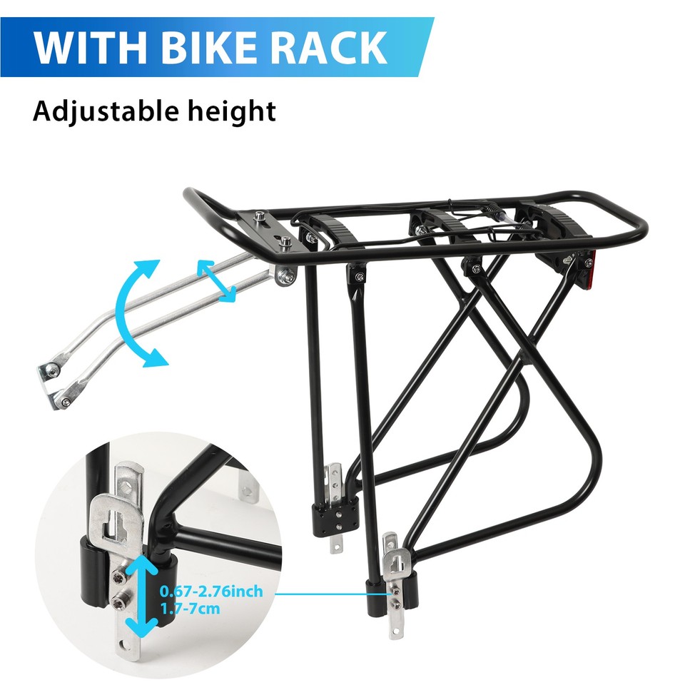 Bike Rear Carrier Rack Bicycle Bracket Luggage Cargo Holder w/Bike Rear ...