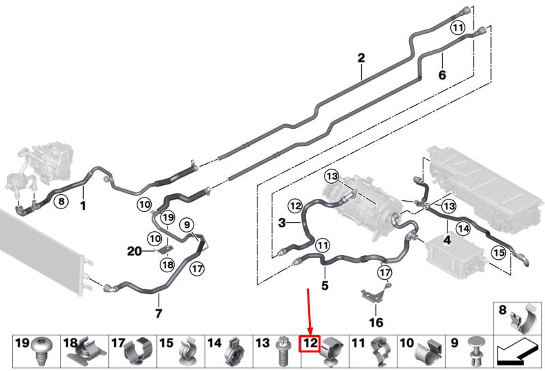 Collier de serrage pour tuyau de refroidissement BMW 1 F20 11537599270 ...