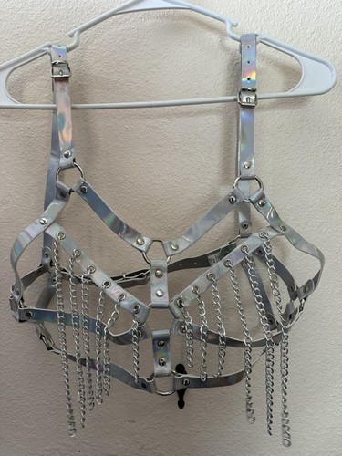 Body Chain Harness for Women Chest Strap S/M Silver/metallic Festival ...