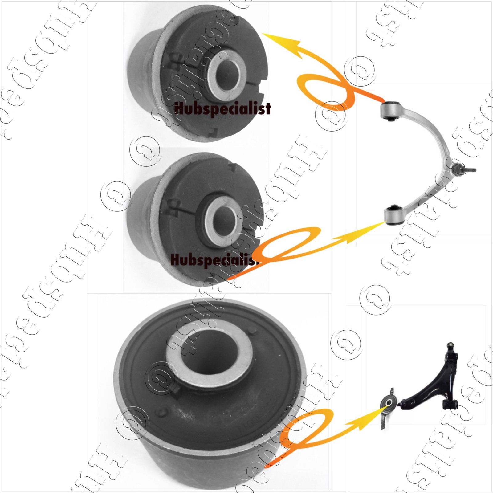 FRONT UPPER & LOWER CONTROL ARM BUSHING FOR 2001-2006 LEXUS LS430 1 ...