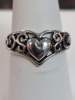 925 SILVER HEART RING SIZE 7 | eBay