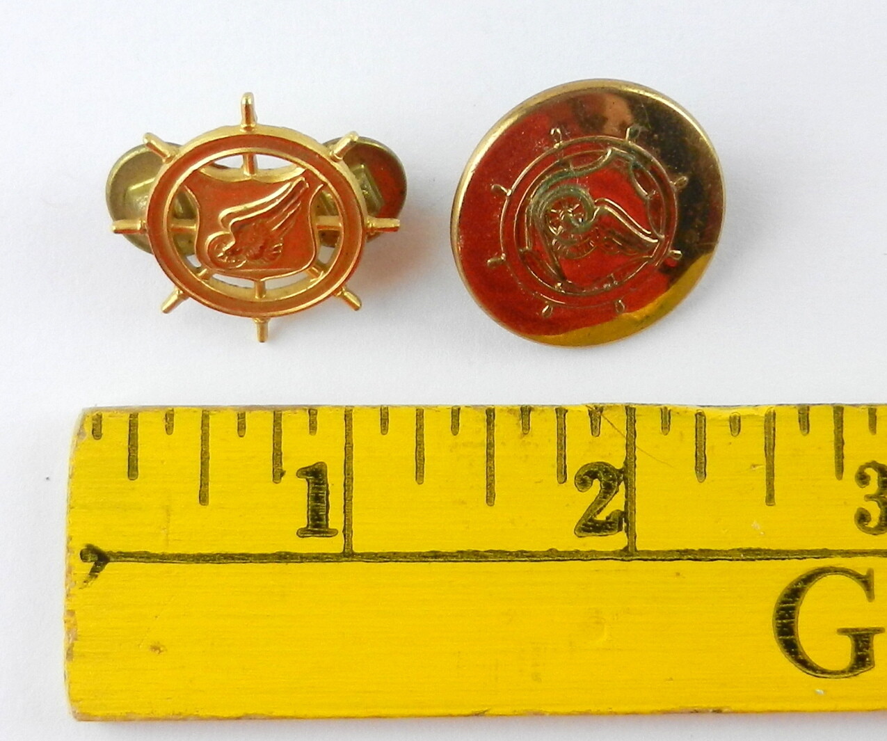 2 US ARMY TRANSPORTATION OFFICER CORPS INSIGNIA Badge AMCRAFT ACID TEST ...