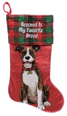 ASPCA Christmas 20” Stocking "Rescued Is My Favorite Breed" Mixed Breed ...