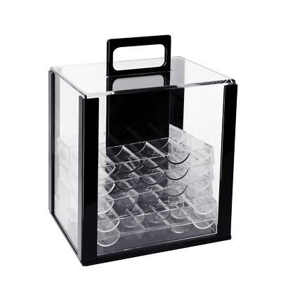 1,000ct Acrylic Poker Chip Case. Casino Poker Chips Carrier w/10 Chip ...