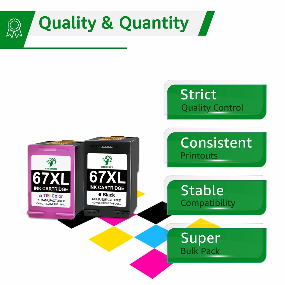 Ink Cartridges 67XL 67 XL FOR HP DeskJet 1255 2722 2732 2752e 2755e ...