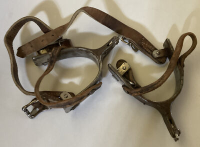 Antique “RODEO” Kelly Stamped Iron Spurs with Original Leather Straps ...