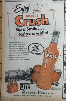 Large 1959 newspaper ad for Orange Crush Soda - Sip a Smile, Relax A ...