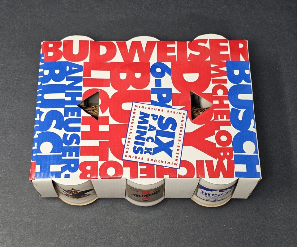 Set Of 6 Budweiser Mini Stein Shot Glasses New Old Stock In The ...