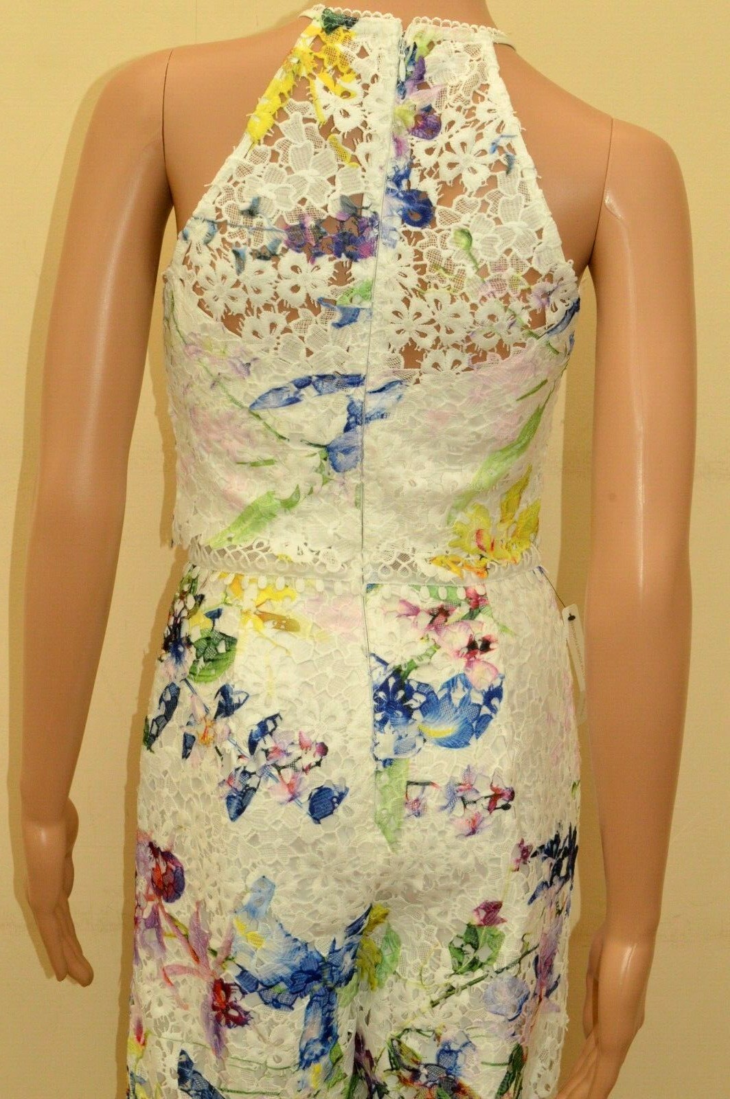 New Lipsy VIP Floral Lace Cropped Jumpsuit Sz UK 8 10 12 14 16 reg ...