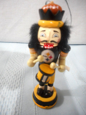NFL Pittsburgh Steelers Nutcracker with Drum Ornament 3 3/4"Christmas ...