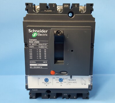 Circuit Breaker LV431830, SCHNEIDER NSX250N, 250A, 3P3T, w/ UVR TC19187 ...