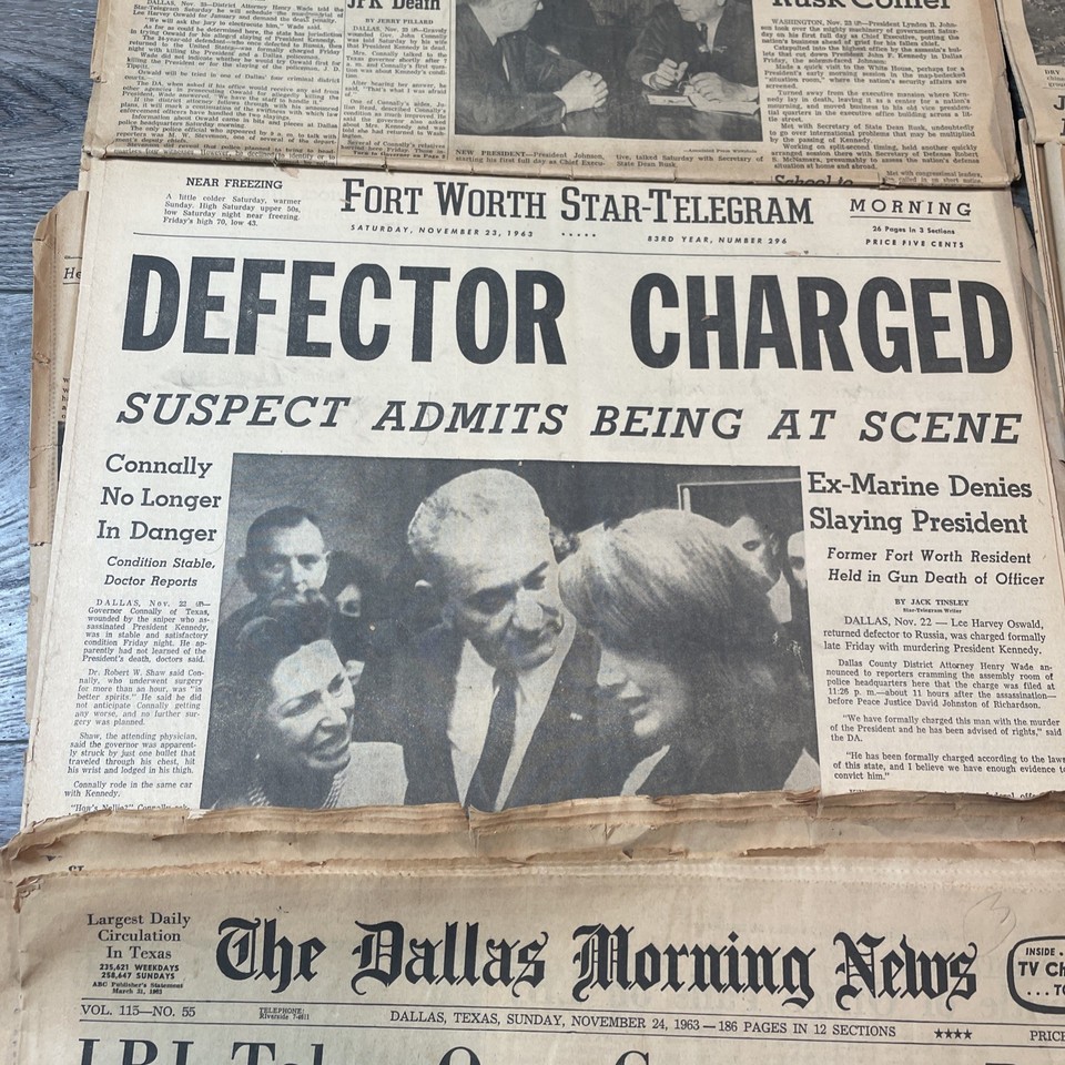 Lot of 6 JFK Assassination Dallas Forth Worth Area Newspaper Nov 23-29 ...