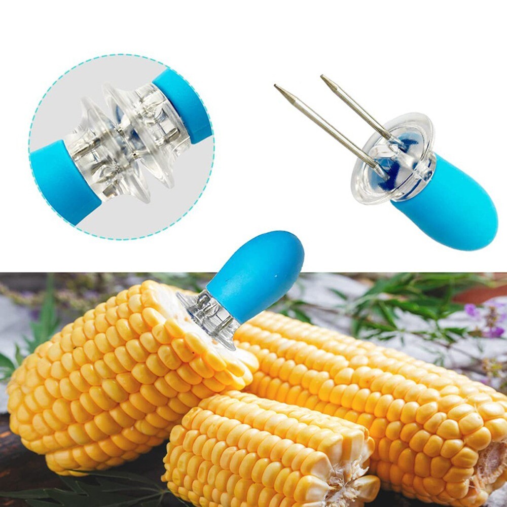 8 Pairs 4 Colors Corn Cob Skewers Twin Pin Corn Cob Holders Cooking BBQ ...