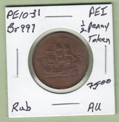 PE10-31 SHIP COLONIES & COMMERCE 1/2 Penny Token - Br997 - AU (Rub) | eBay