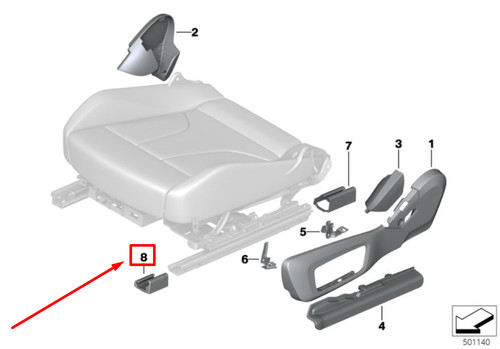 BMW 8 G15 F92 FRONT LEFT SEAT RAIL COVER CAP 52107492747 7492747 ...