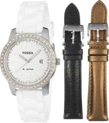 New Fossil Watch Set ES2692 3-Strap Interchangeable $195 | eBay