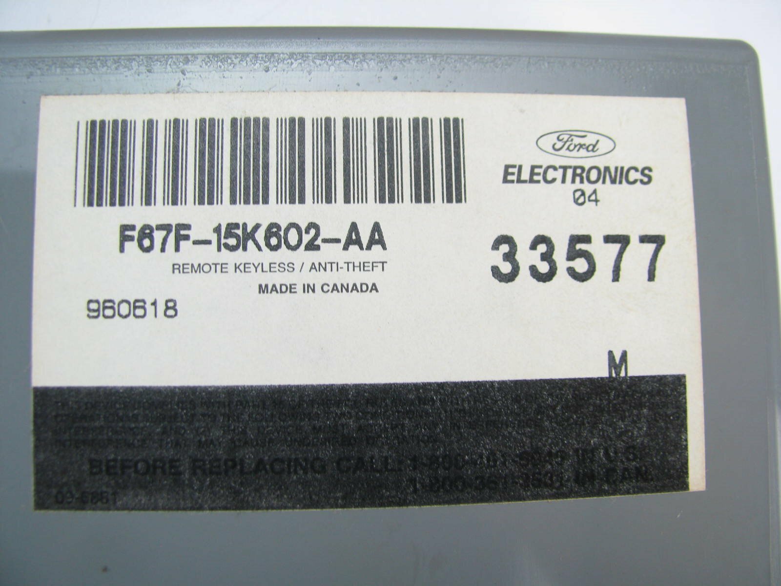 OEM Ford F67Z-15K602-AA Keyless Entry Remote Control Module F67F-15K602 ...