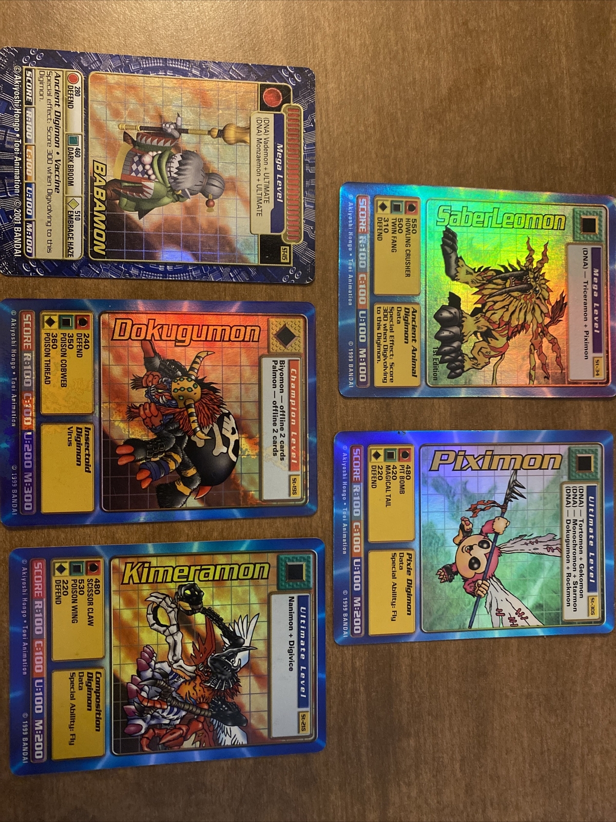 Digimon Cards Lot Babamon Dokugumon Kimeramon Saberleomon and Piximon ...
