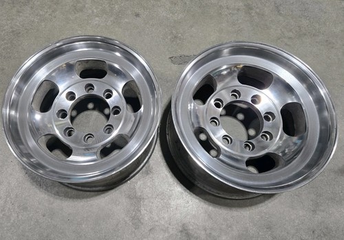 2 Vintage Appliance Slotted Aluminum Wheels 16.5" x 8.25” 8 Lug 8x6.5 ...
