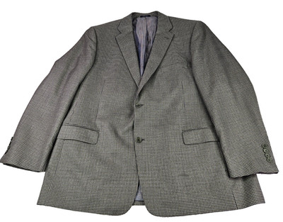 Turnbury Sport Coat Blazer Men 48R Gray Blue Microcheck Silk Wool ...