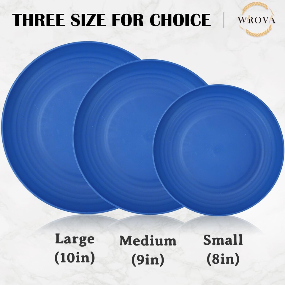Wheat Straw Plates 10 Inch Deep Dinner Plates Set of 8 - 10 in Ocean ...