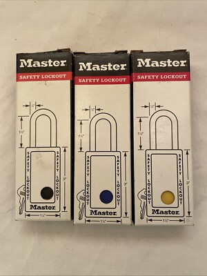 Lot Of 3 Master Lock Lockout Safety Padlock 411 One Key Each - Blue ...