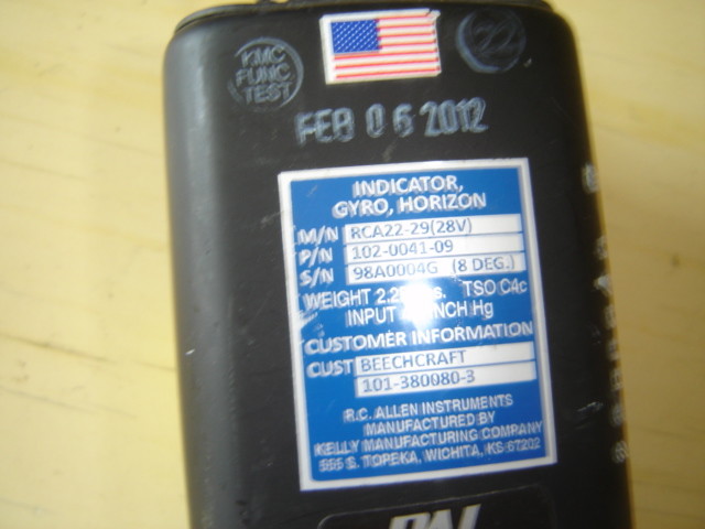 RC ALLEN, BEECHCRAFT, ATTITUDE GYRO P/N 102-0041-09, 28VDC | eBay