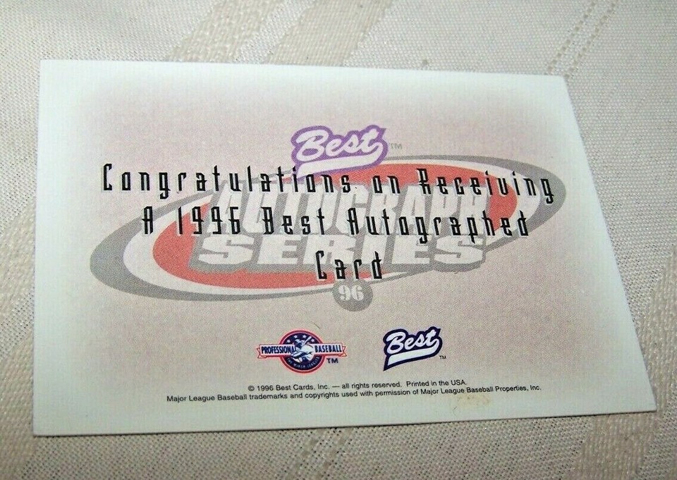 GEOFF JENKINS 1996 BEST AUTOGRAPHED SIGNED AUTO BASEBALL CARD 96 ROOKIE ...