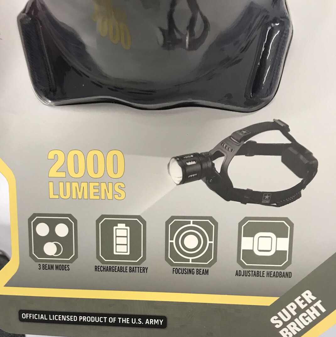US Army LED Headlamp 2000 Lumen Rechargeable 3 Modes Head Light Head ...