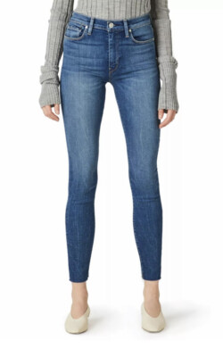 Hudson Barbara Jeans Blue Size 29 High-Waist Raw-Hem Skinny Stretch ...
