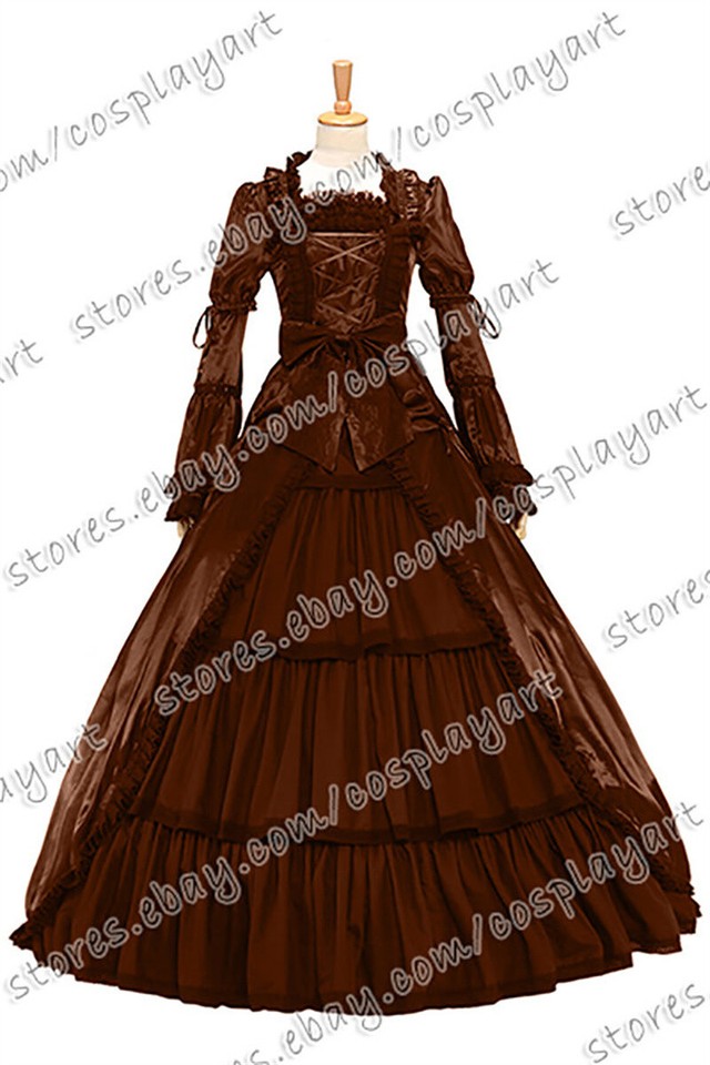 Lady Victorian Gothic Punk Ruffles Velvet Cute Ball Gown Wedding Formal ...