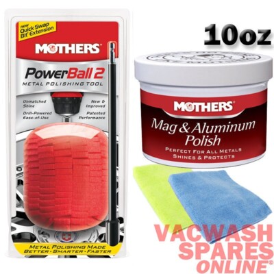 MOTHERS POWERBALL POLISHING TOOL + MAG AND ALUMINUM METAL POLISH 10 ...