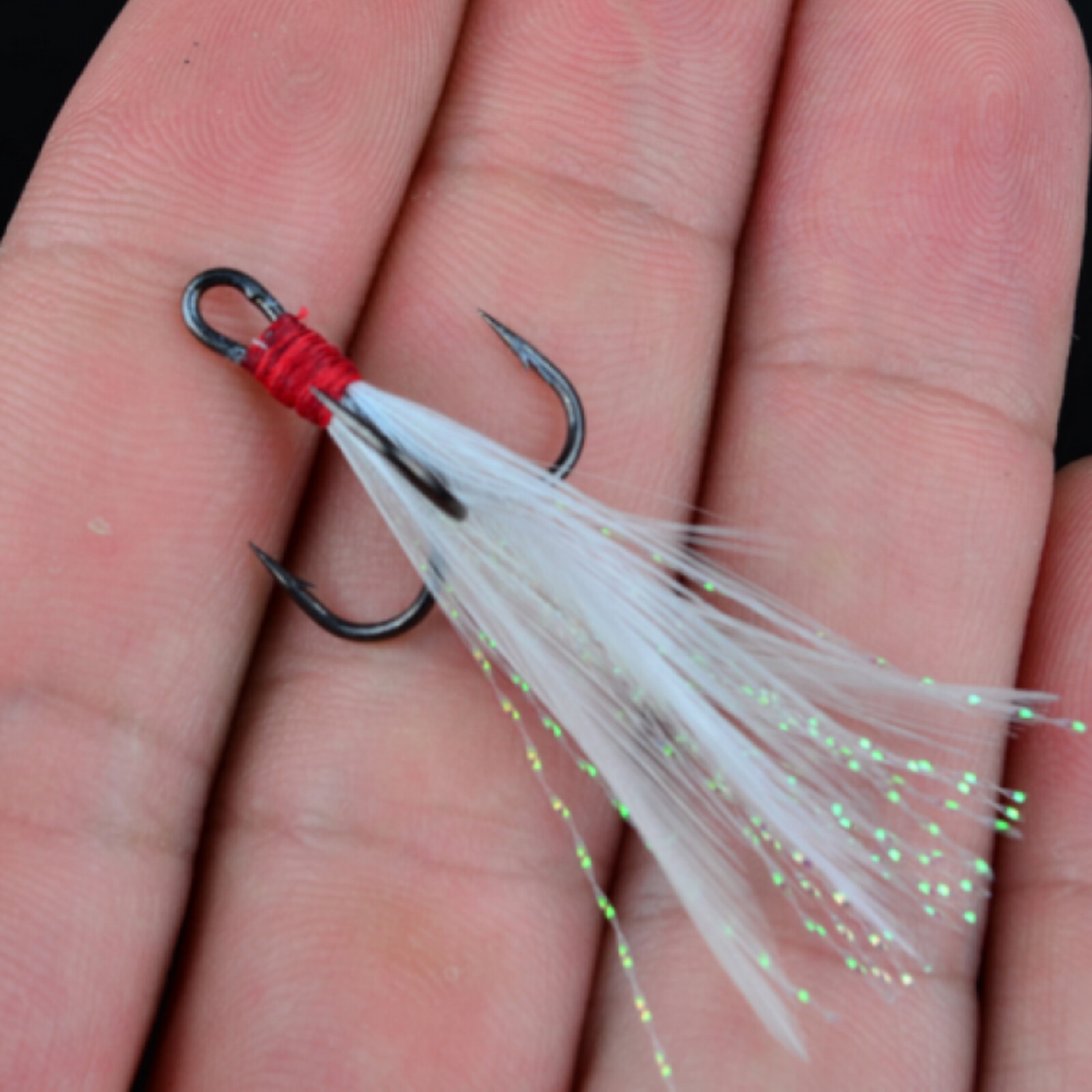 50Pcs Tackle 2X Strong Fishing Treble Hooks with Feather Dressed 2/4/6/8/10# Set | eBay