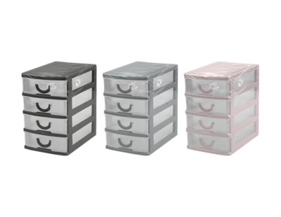 Mini Storage Drawers 4 Tier Tower Table Desktop Office Home School Desk ...