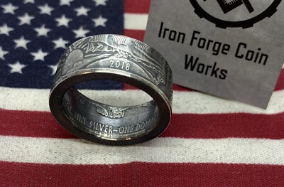 2018 Coin Ring from 1 Oz Silver Walking Liberty American Standing Eagle ...