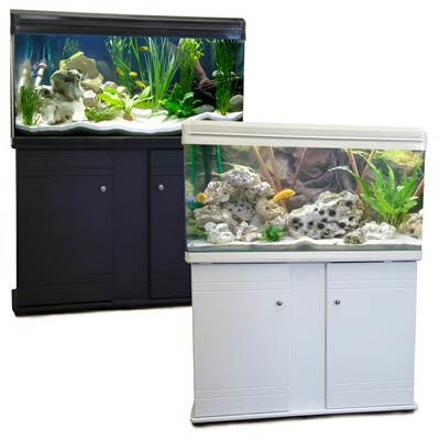 Aquarium Fish Tank & Cabinet Freshwater Tropical Filter LED Lighting ...