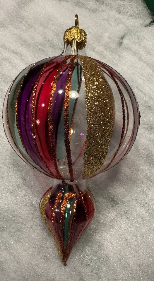 Pier 1 Rainbow Glittered Finial Ballon 2 Tear Drop Ornament 5" Multi ...