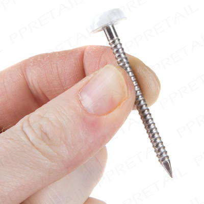 25 x White Cladding Nails Plastic Topped Pins Strong UPVC Fixings ...