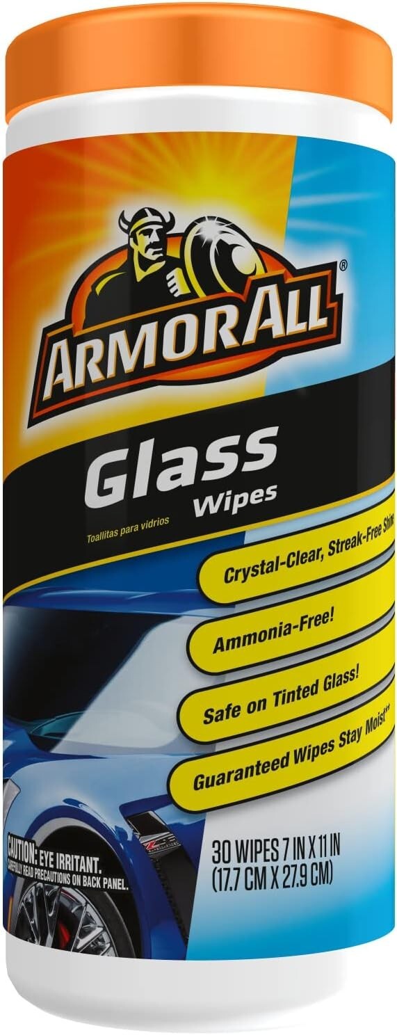 Armor All Car Glass Wipes, Auto Glass Cleaner for Film and Grime, 30 ...