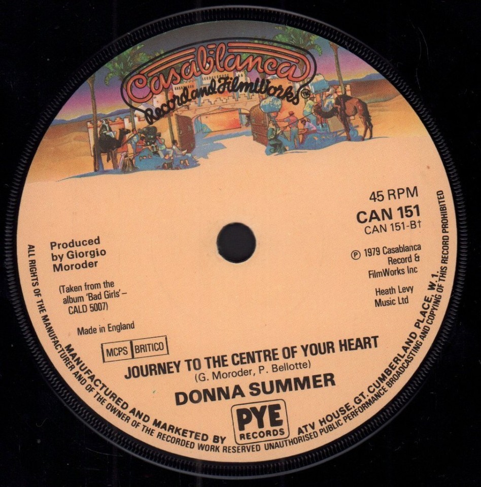 Donna Summer Hot Stuff 7" vinyl UK Casablanca 1979 solid label design ...
