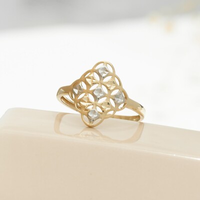 10K Solid Gold Rhombus Shaped Ring | eBay