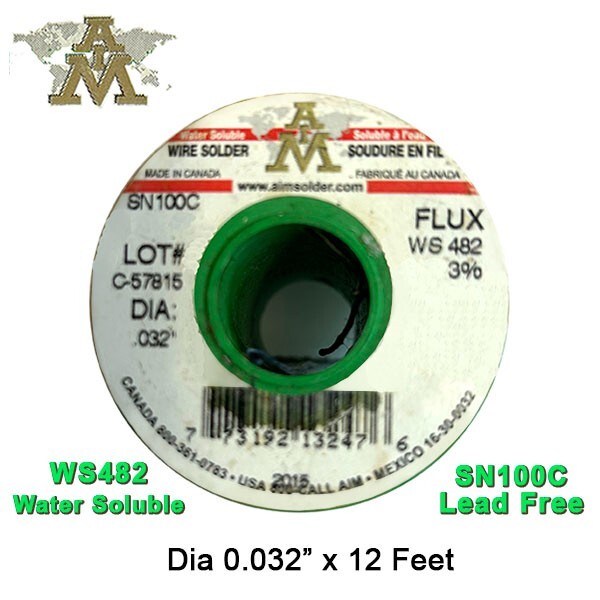Solder Wire, AIM 0.032" x 12' long, SN100C Lead Free, WS482 Flux, Free ...