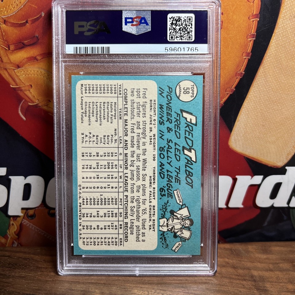 1965 Topps Baseball #58 Fred Talbot PSA 8 Nicely Centered Pack Pull | eBay