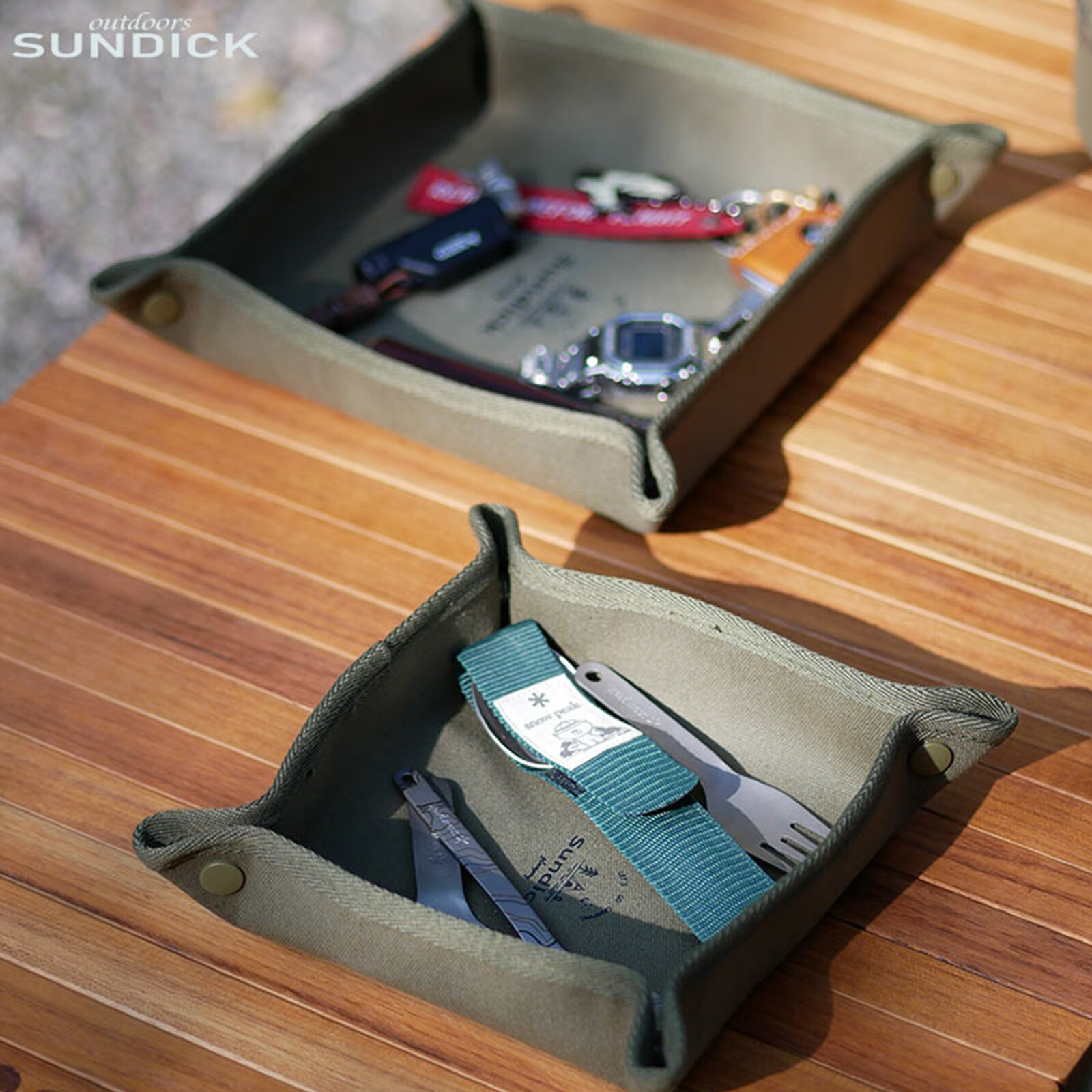 Canvas Camping Tray Foldable Waterproof Desktop Storage Plate (Olive ...