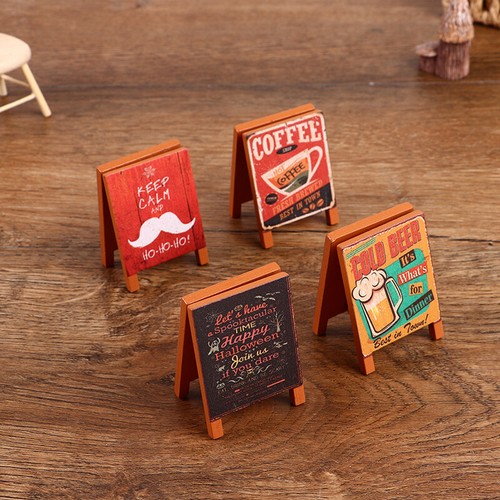 1/12 Dollhouse Miniature Wooden Signboard Mini Chalkboard Drawing Scene ...