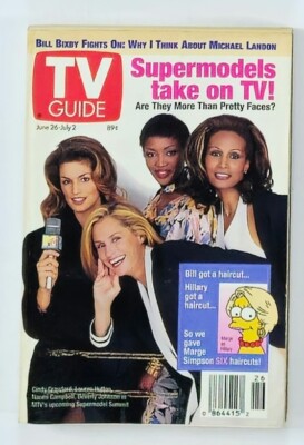 TV Guide Magazine June 26 1993 Cindy Crawford, Lauren Hutton NY Metro ...