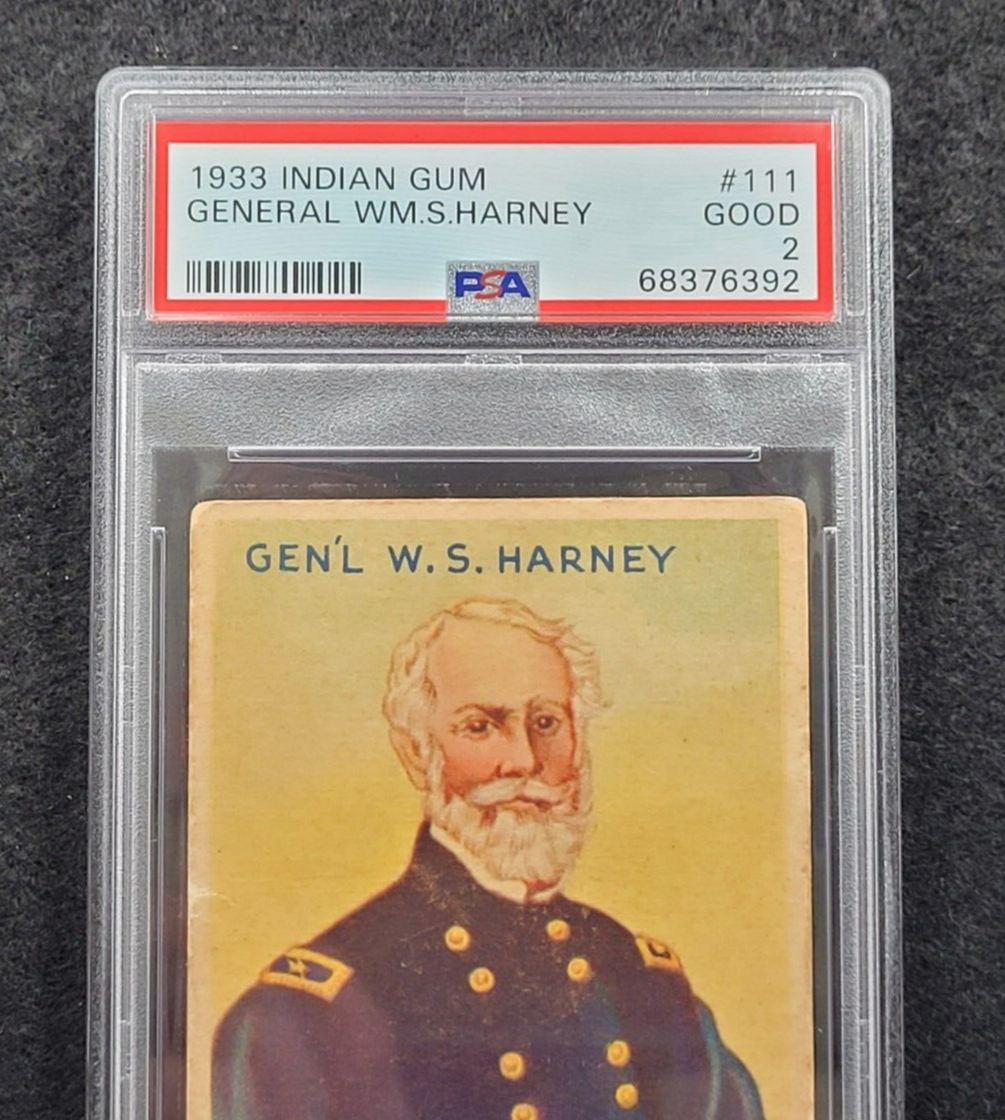 Rare 1933 GENERAL W.S. HARNEY INDIAN GUM Card-Tough Card-Great Graphics ...