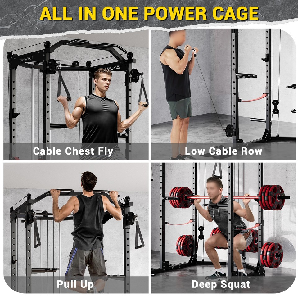 Squat Power Cage Squat Rack Stands 1600-Pound Gym Exercise O-lympic ...