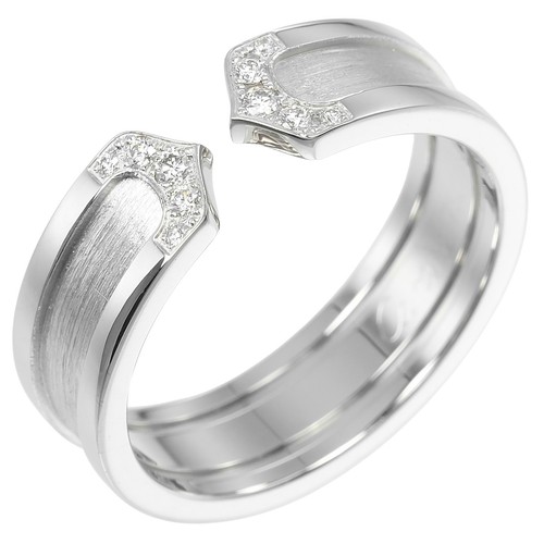 CARTIER 2C Ring K18 white gold/diamond #9.5(US Size) 8.8g Women | eBay